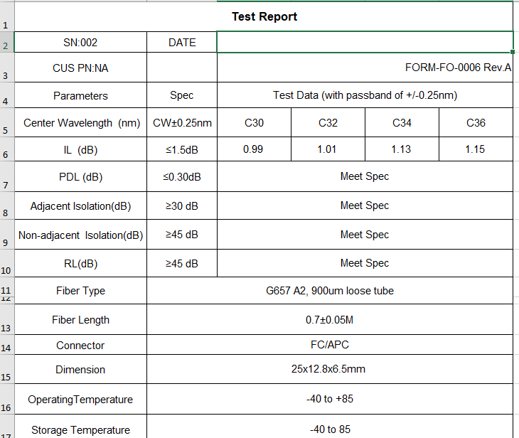 4ch Mini Dense Wavelength Division Multiplexer (DWDM) based on TFF and ...